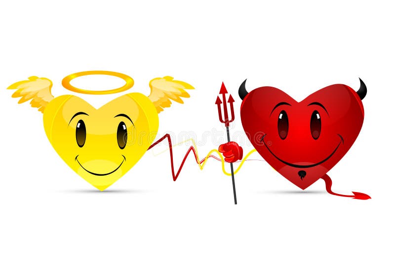 Corazón Rojo Del Diablo Brillante Con Los Cuernos, Las Alas Y La Cola ...