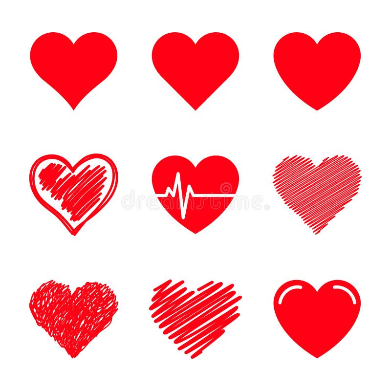 Corazones Del Vector Fijados Ilustración del Vector - Ilustración de ...