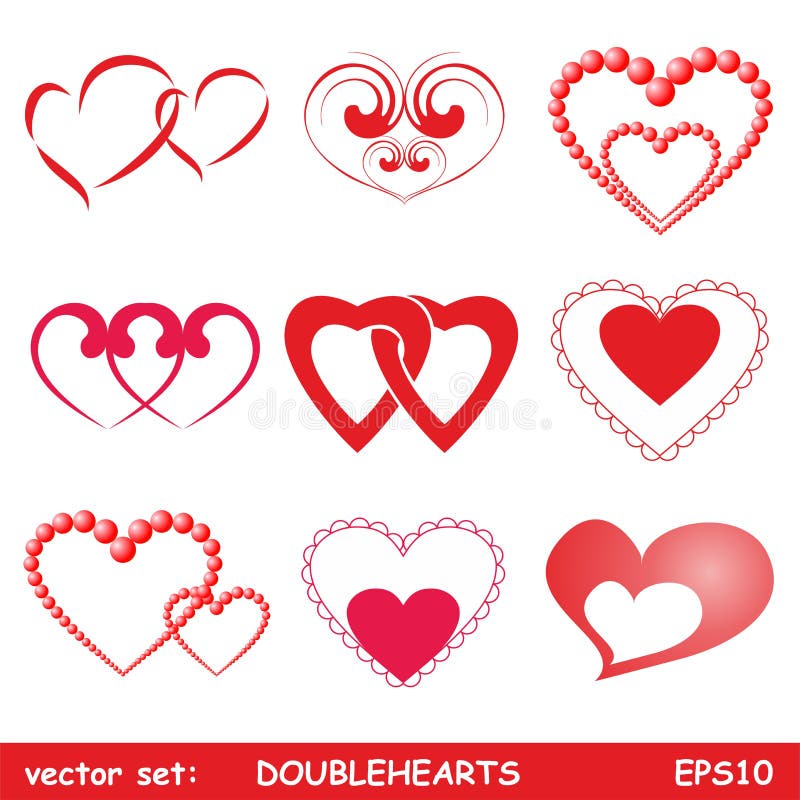 Corazones dobles fijados ilustración del vector. Ilustración de corazones - 22735564