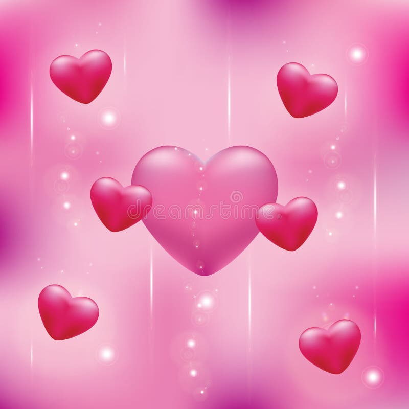 Corazones En Un Fondo Rosado Ilustración del Vector - Ilustración de ...