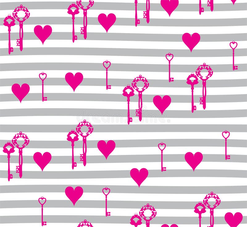 Corazones Y Llaves Valentine Background Del Vector Ilustración del ...