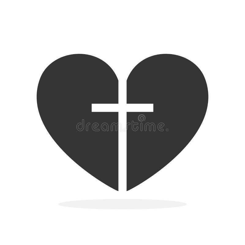 Corazón Con La Cruz Cristiana Dentro Ilustración Del Vector Stock De