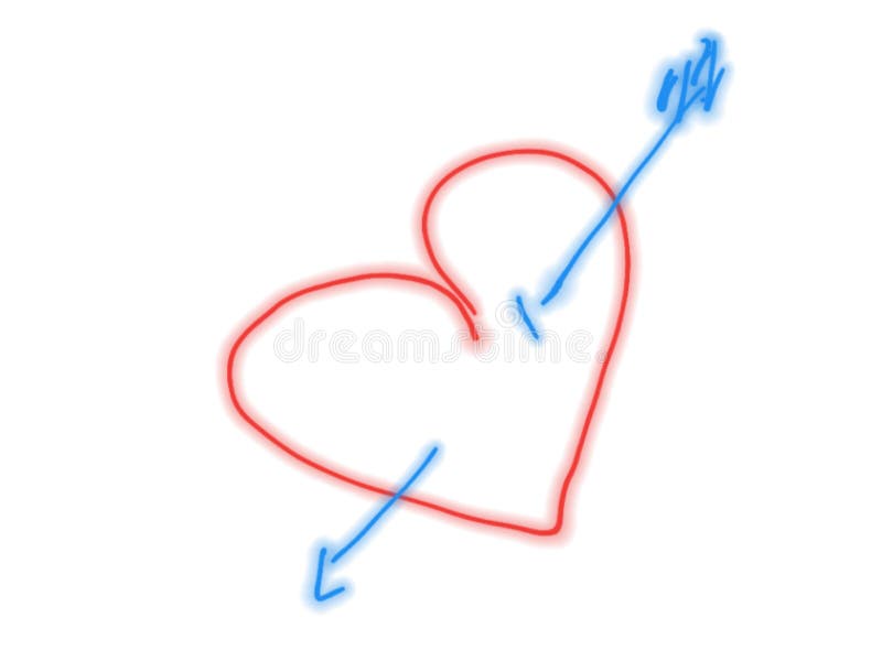 Corazón Rojo Perforado Con Una Flecha Azul, Dibujado a Mano Stock de ... Corazón Rojo Perforado Con Una Flecha Azul, Dibujado a Mano Stock de ...