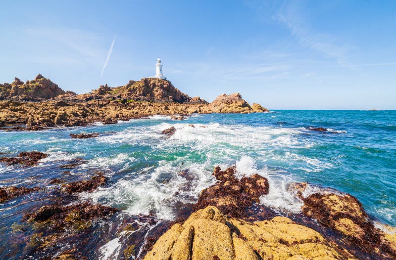 Corbiere Lighthouse on Jersey in Channel Islands Stock Image - Image of ...