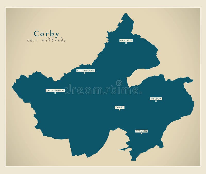 Corby District Map - England UK Stock Vector - Illustration of concept ...