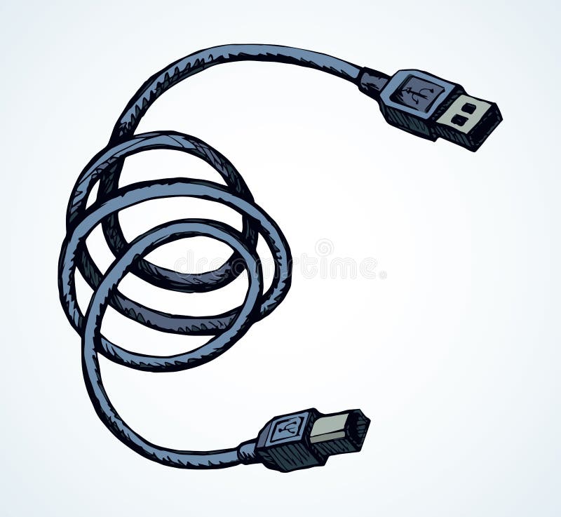 Cord for Charging the Phone. Vector Drawing Stock Vector - Illustration ...