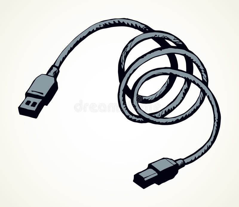 Cord for Charging the Phone. Vector Drawing Stock Vector - Illustration ...