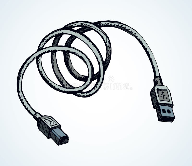 Cord for Charging the Phone. Vector Drawing Stock Vector - Illustration ...