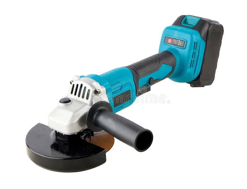 Cordless Angle Grinder with Battery Pack on White Background Stock ...