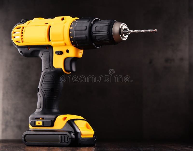 Cordless Drill with Drill Bit Working Also As Gun Stock Photo - Image ...