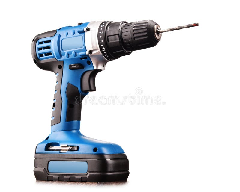 Cordless Drill with Drill Bit Working Also As Gun Stock Photo - Image ...