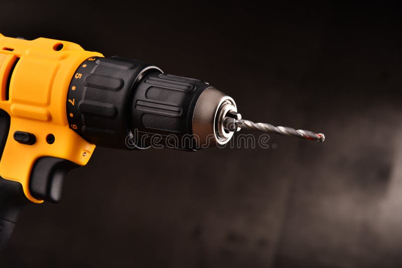 Cordless Drill with Drill Bit Working Also As Gun Stock Photo - Image ...