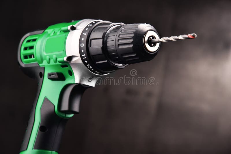 Cordless Drill with Drill Bit Working Also As Gun Stock Photo - Image ...