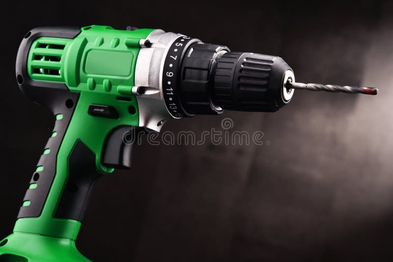 Cordless Drill with Drill Bit Working Also As Gun Stock Photo - Image ...