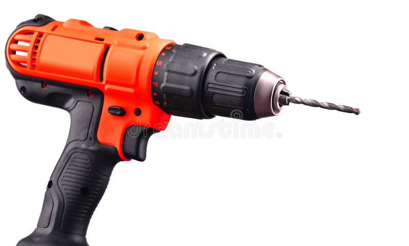 Cordless Drill with Drill Bit Working Also As Gun Stock Photo - Image ...
