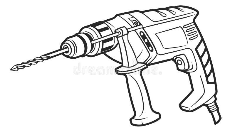 A Cordless Power Drill, Side View Illustration, Vector Design ...