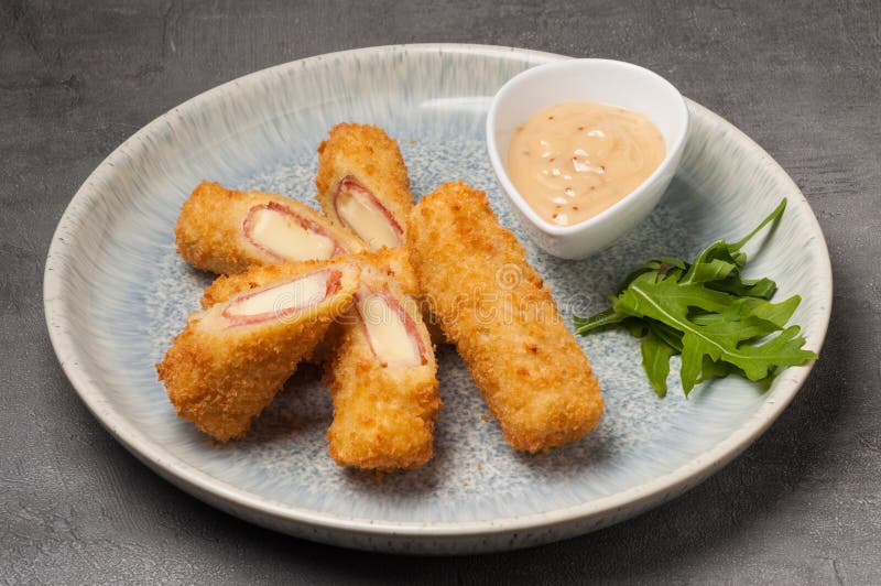 Cordon Bleu Appetizer with Cheese and Deep-fried Ham Stock Image ...