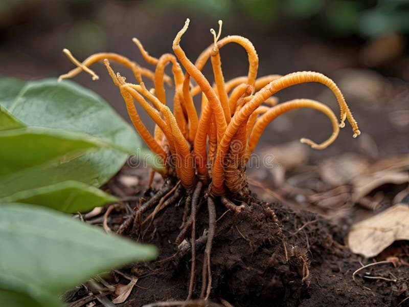 Cordyceps (Cordyceps Sinensis) in the Garden Stock Illustration ...