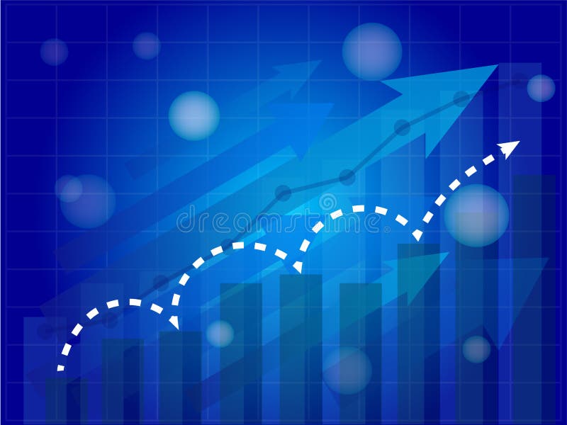 Graph on Blue Abstract Background, Flow Graph Stock Illustration ...