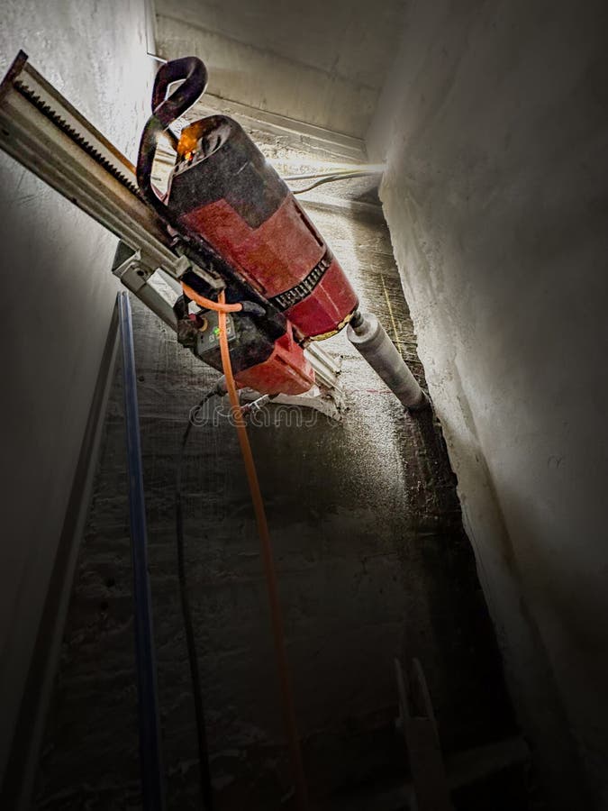 Core Drilling Door Opening in To Concrete Wall Stock Photo - Image of ...