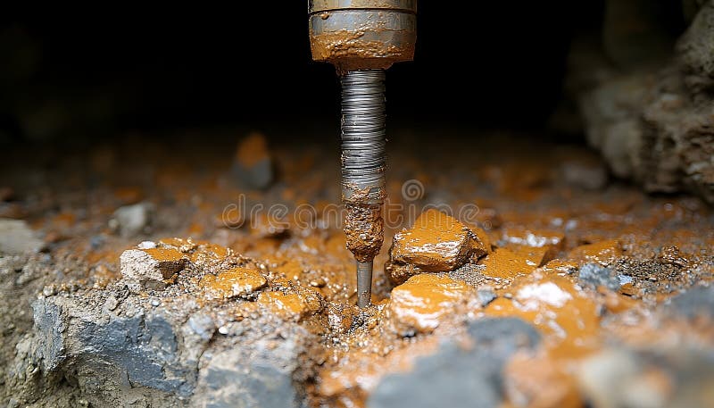 Muddy Drill Bit Close-up stock illustration. Illustration of analysis ...