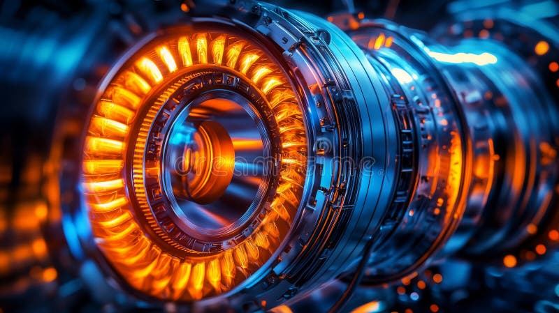 The Core of the Engine Glows, Revealing a Dance of Fire and ...