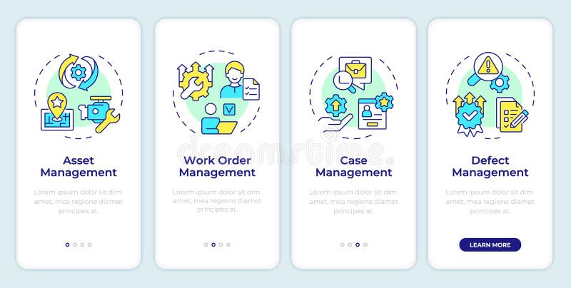 Core Features of Fsm Systems Onboarding Mobile App Screen Stock ...