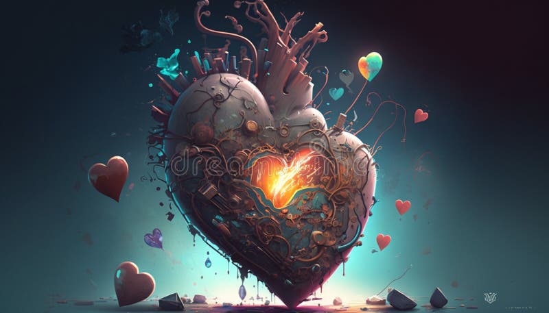 Core of the Heart, Modern Concept Art, AI Generated Stock Illustration ...