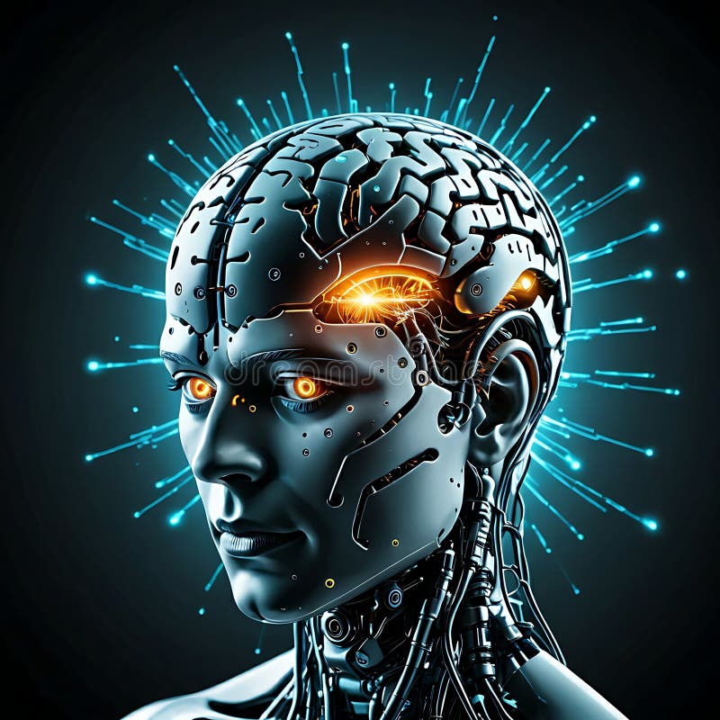 The Core Inside the Brain of a Human Cyborg Stock Illustration ...