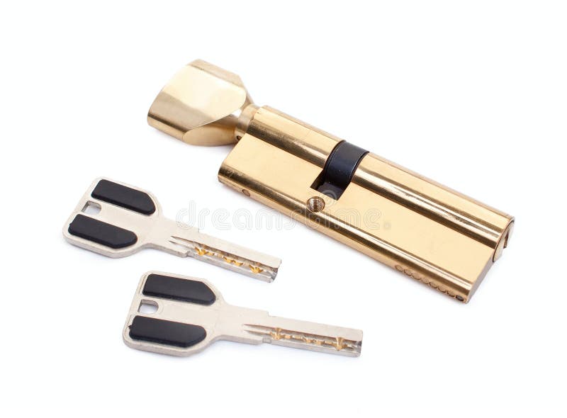 The Core of the Lock with a Pair of Keys Isolated on a White Stock ...