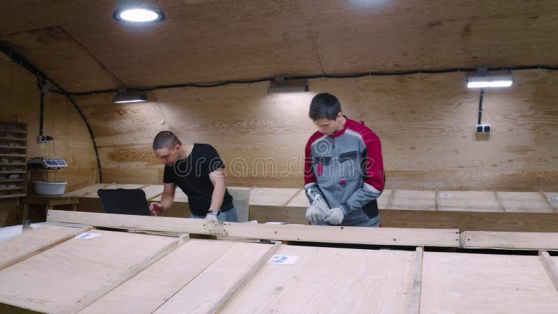 Core Logging and Sampling in a Small Room at the Gold Mine Site. Stock ...