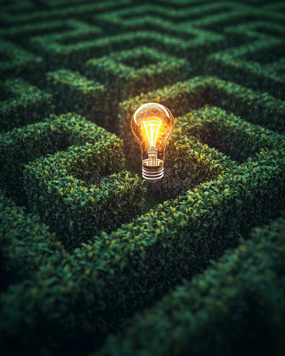 At the Core of a Sprawling Green Maze, a Shining Lightbulb Symbolizes ...