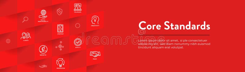 Core Standards Web Header Banner with Icons - Mission Vision Values and ...