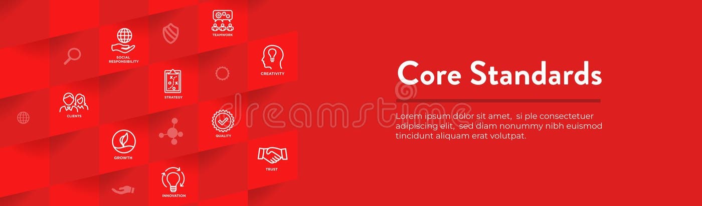 Standards Web Header Banner Icons Mission Vision Values Stock ...