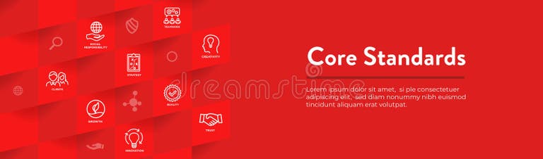 Core Standards Web Header Banner with Icons - Mission Vision Values and ...