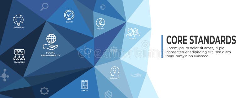 Core Standards Web Header Banner with Icons - Mission Vision Values and ...