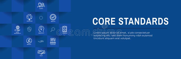 Core Standards Web Header Banner with Icons - Mission Vision Values and ...