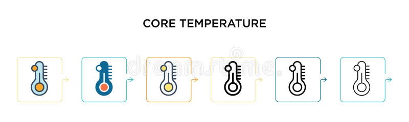 Core Temperature Vector Icon in 6 Different Modern Styles. Black, Two ...