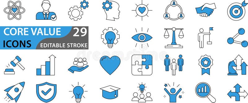 Core Value icon set stock vector. Illustration of document - 357128438