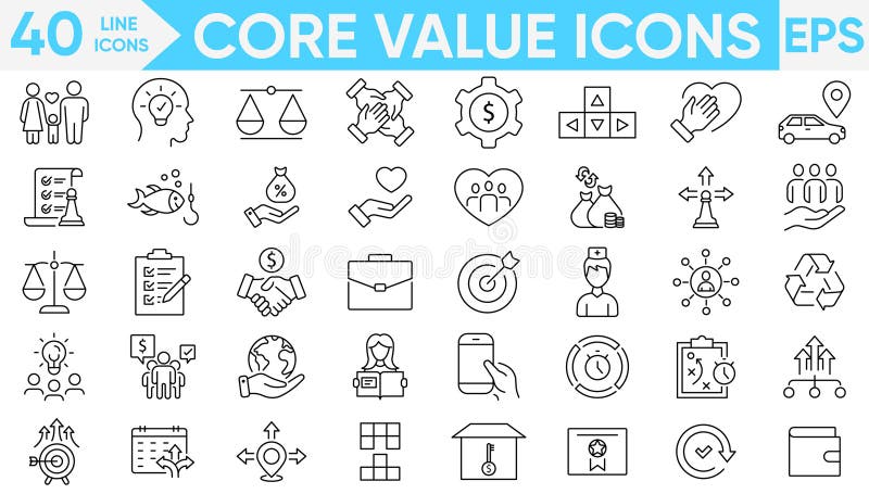 Core Value Line Icons Vector and Illustrator Set Stock Vector ...