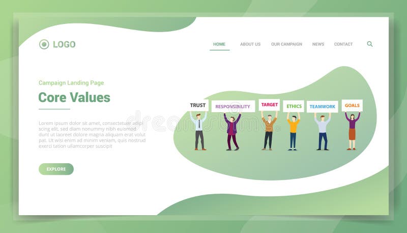 Core Values Business Concept for Website Template Landing Homepage ...