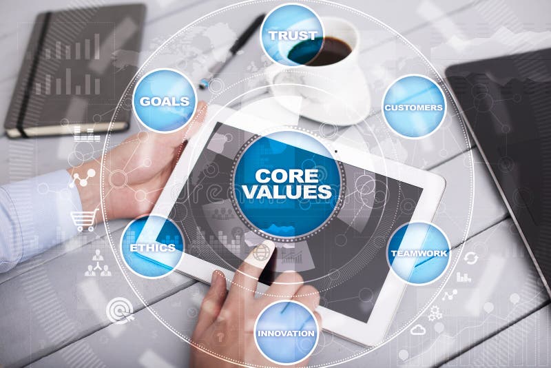 Core Values Business and Technology Concept on the Virtual Screen Stock ...