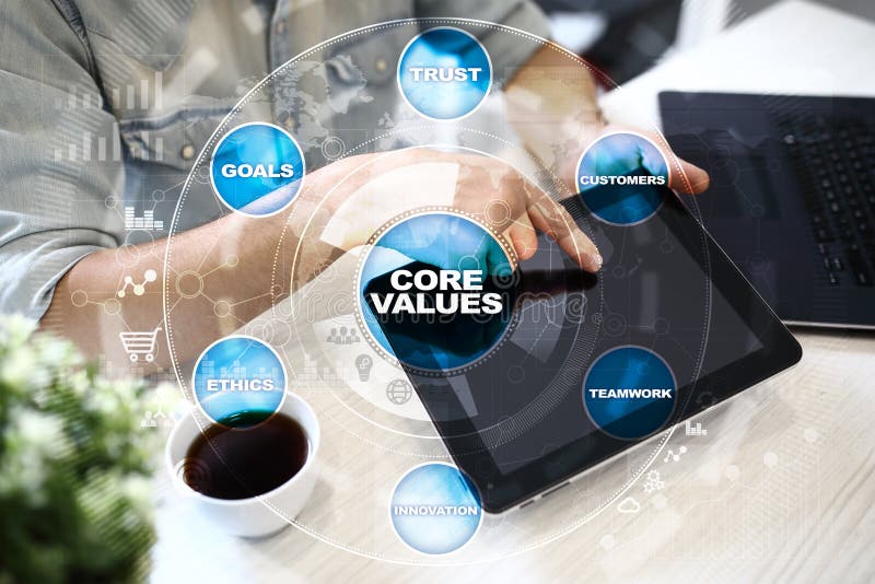 Core Values Business and Technology Concept on the Virtual Screen Stock ...