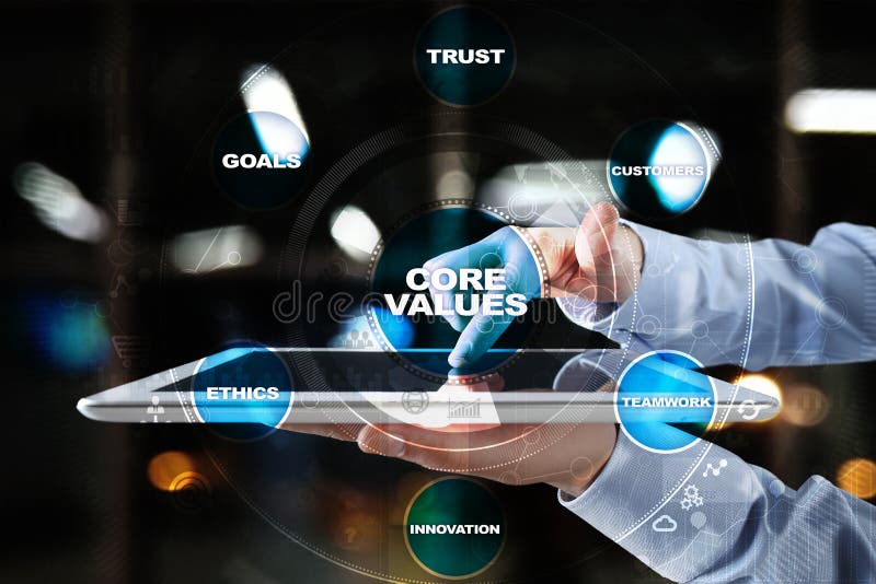 Core Values Business and Technology Concept on the Virtual Screen ...