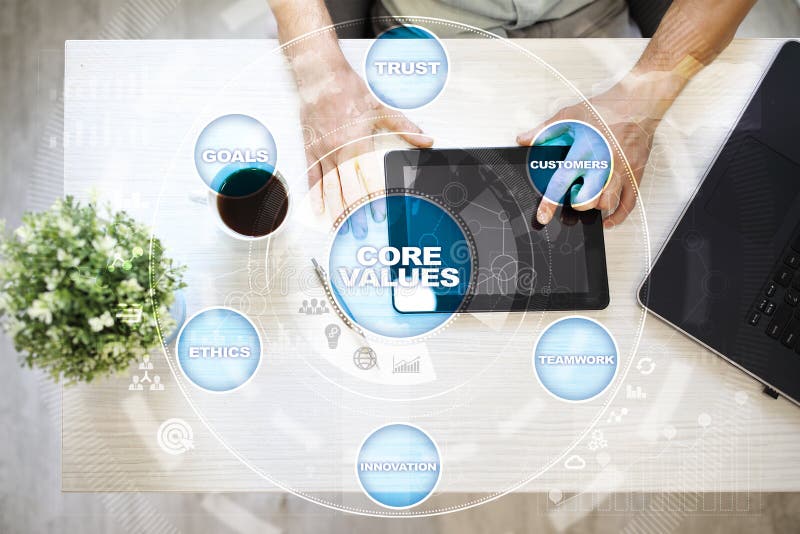 Core Values Business and Technology Concept on the Virtual Screen ...