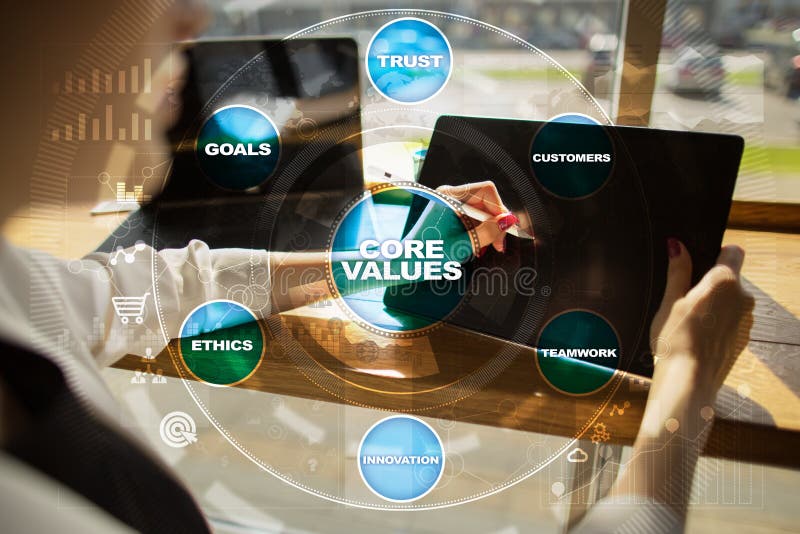 Core Values Business and Technology Concept on the Virtual Screen ...