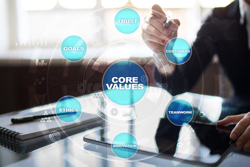 Core Values Business and Technology Concept on the Virtual Screen ...