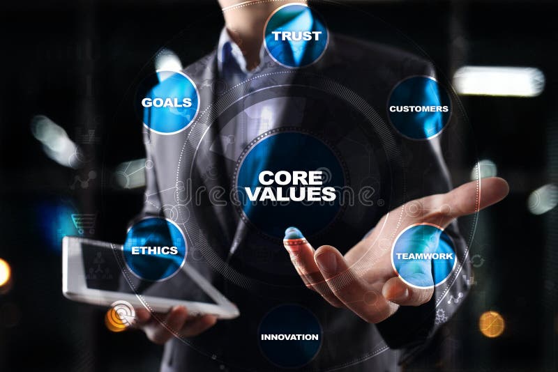 Core Values Business and Technology Concept on the Virtual Screen ...