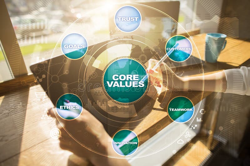 Core Values Business and Technology Concept on the Virtual Screen ...