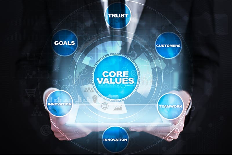 Core Values Business and Technology Concept on the Virtual Screen ...